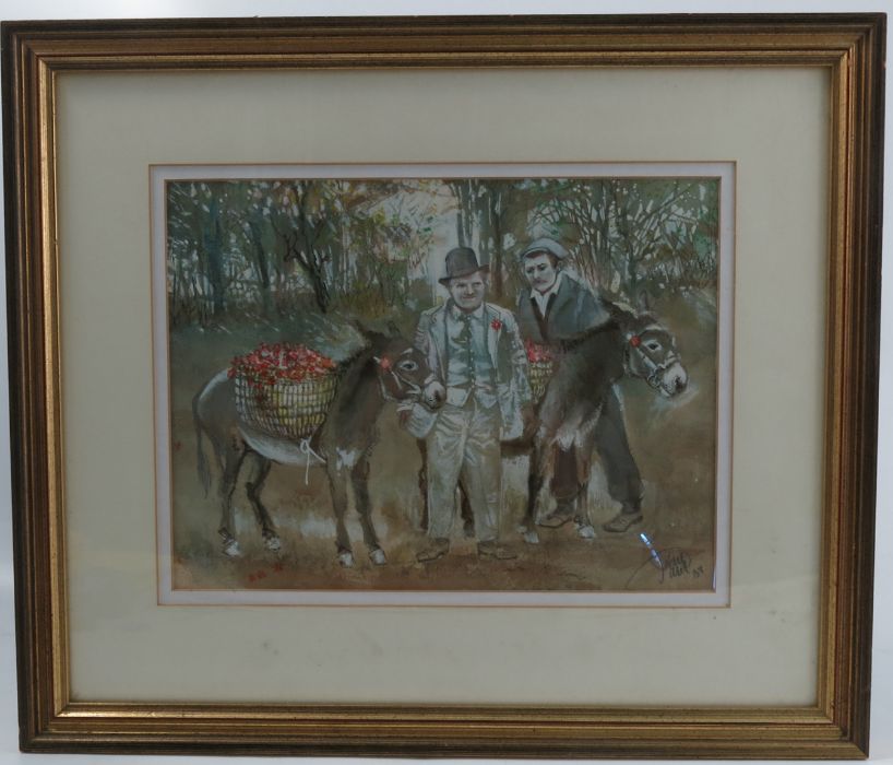 John Uht, watercolour, Flower Pickers - auctions & price archive